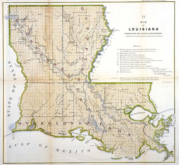 Map of Louisiana Representing the Several Land Districts Prepared to ...