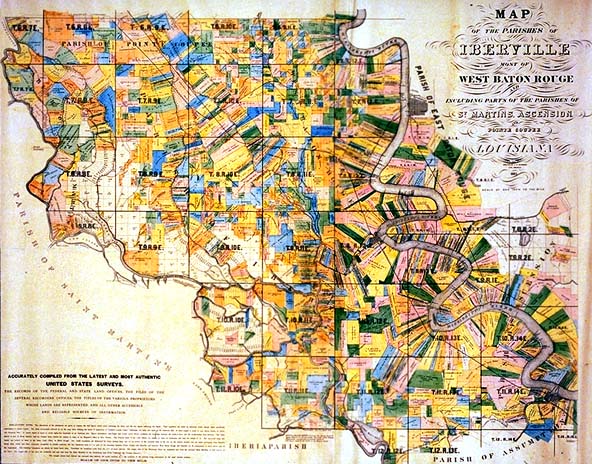 Map of the Parishes of Iberville most of West Baton Rouge and Including ...